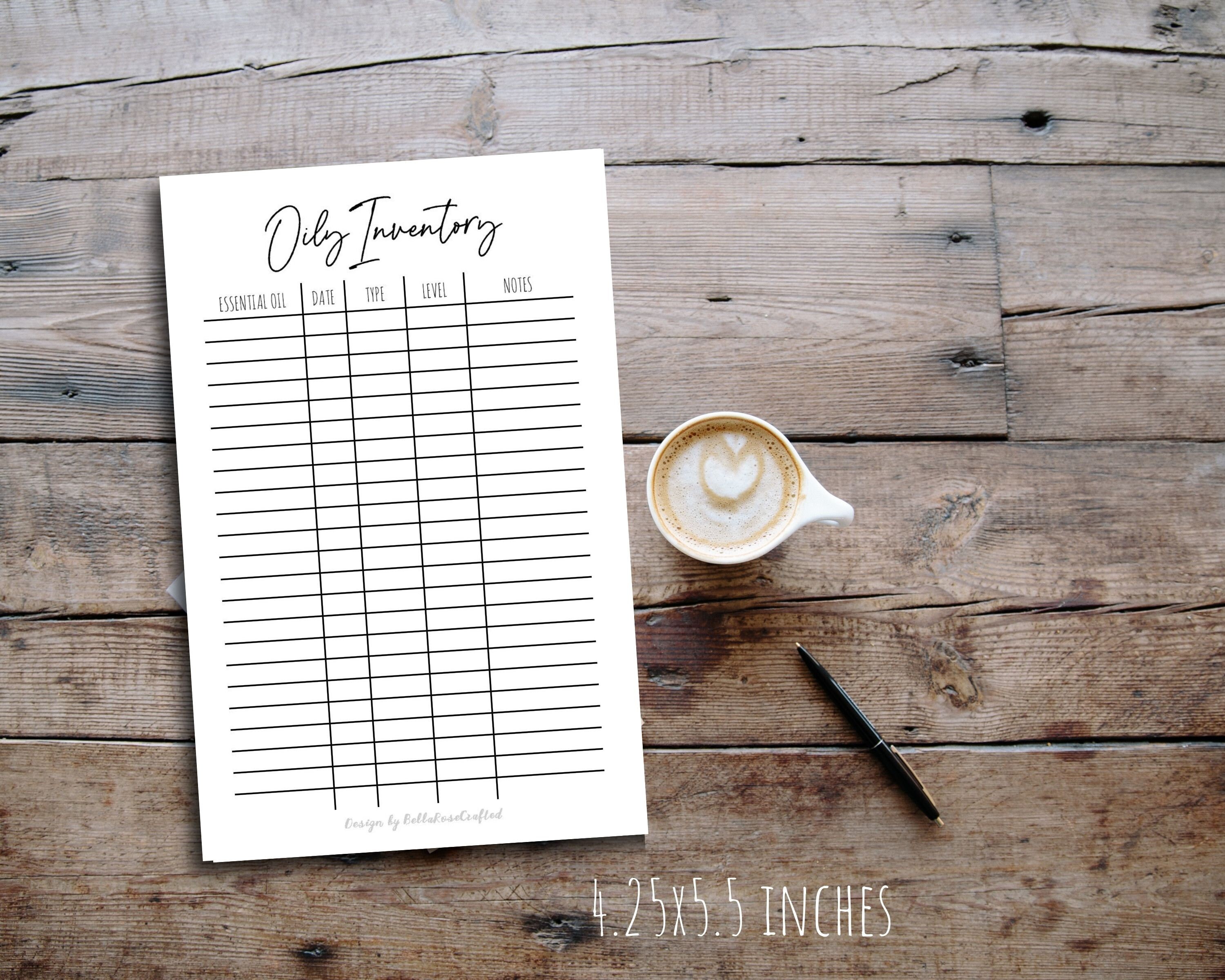 Essential Oil Inventory Tracker Half Page Planner Printable ...