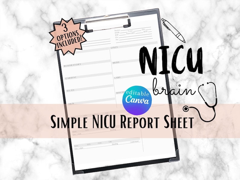 NICU Report Sheet Simple Layout Neonatal, Nurse Brain, Baby Nurse ...