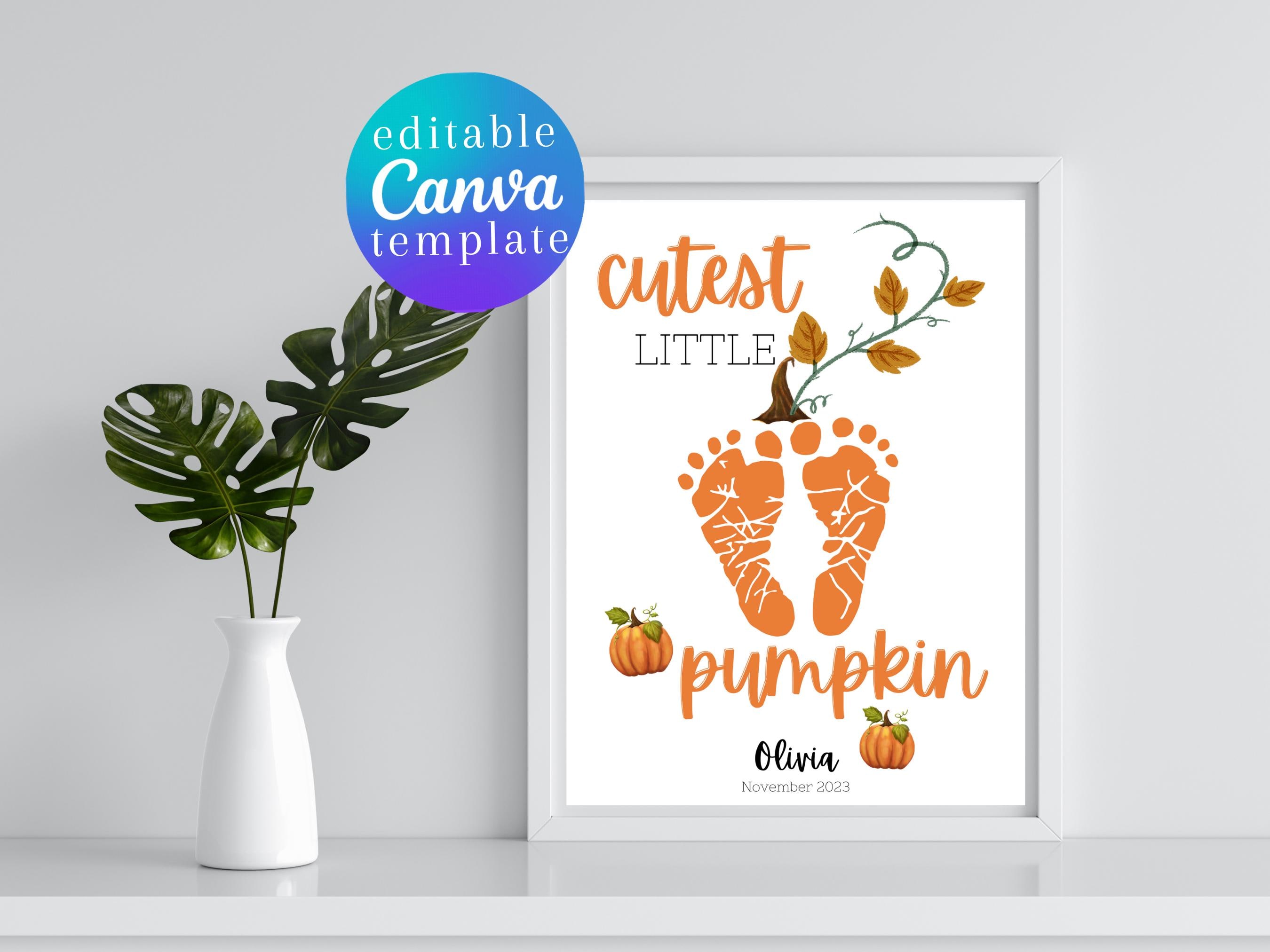Pumpkin Footprint Art: Baby Fall Craft (canva Template) - Etsy