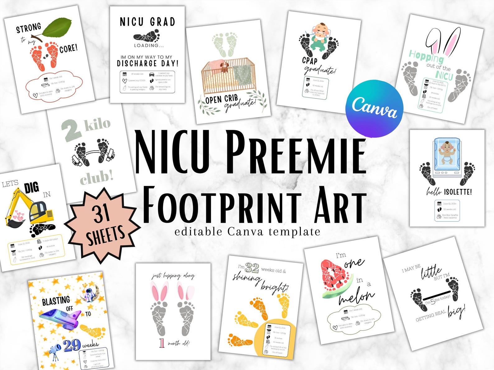 NICU Preemie Footprint Art Craft, Premature Babys Milestones Footprint ...