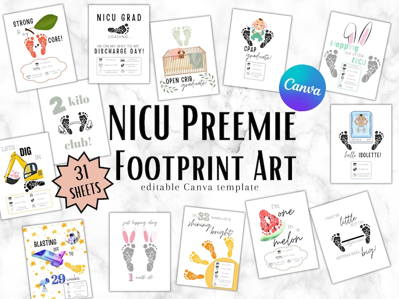 NICU Preemie Footprint Art Craft, Premature Babys Milestones Footprint ...
