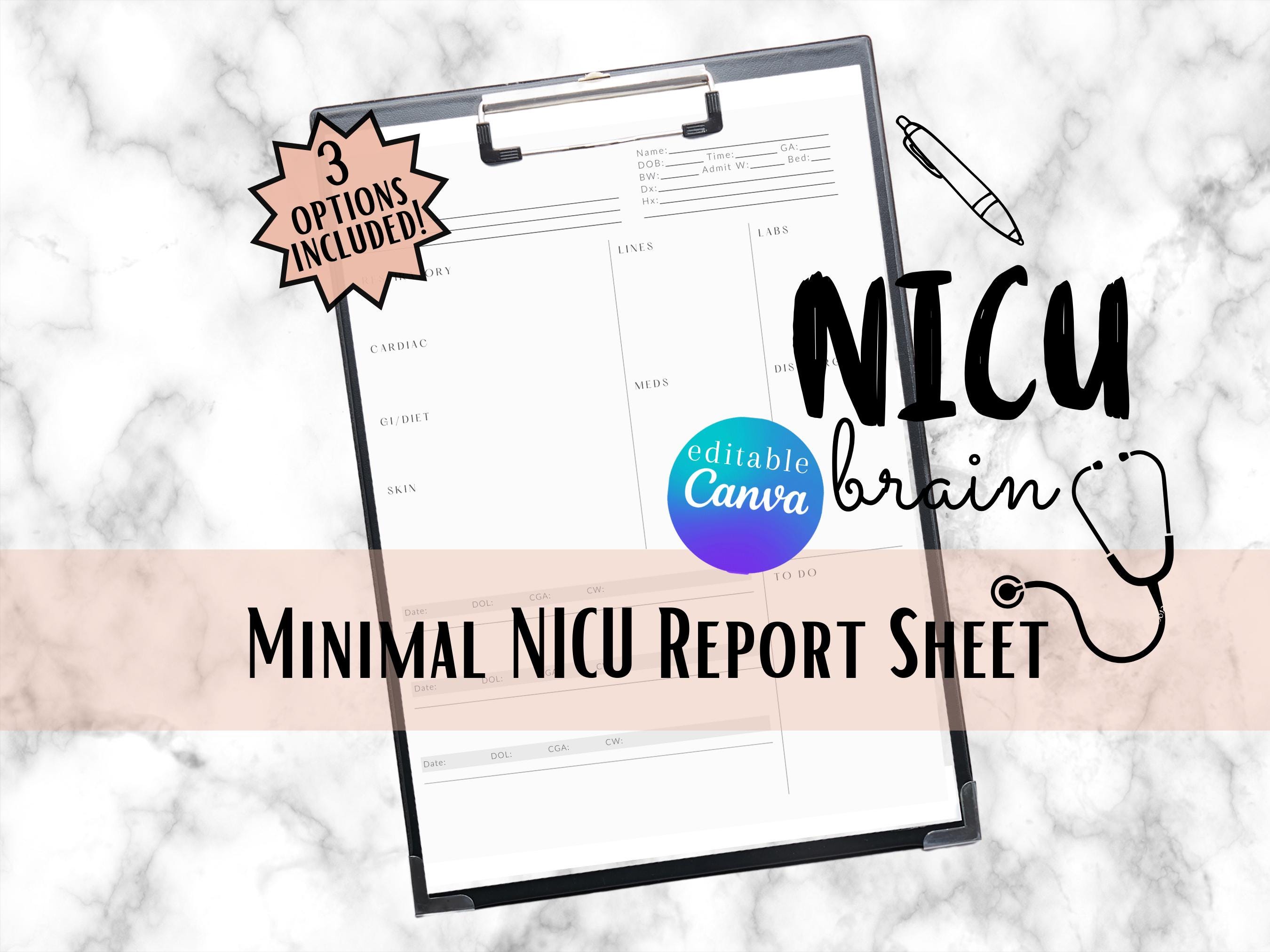 NICU Report Sheet Minimal Nursing Brain, Neonatal, Nurse Brain, Baby ...