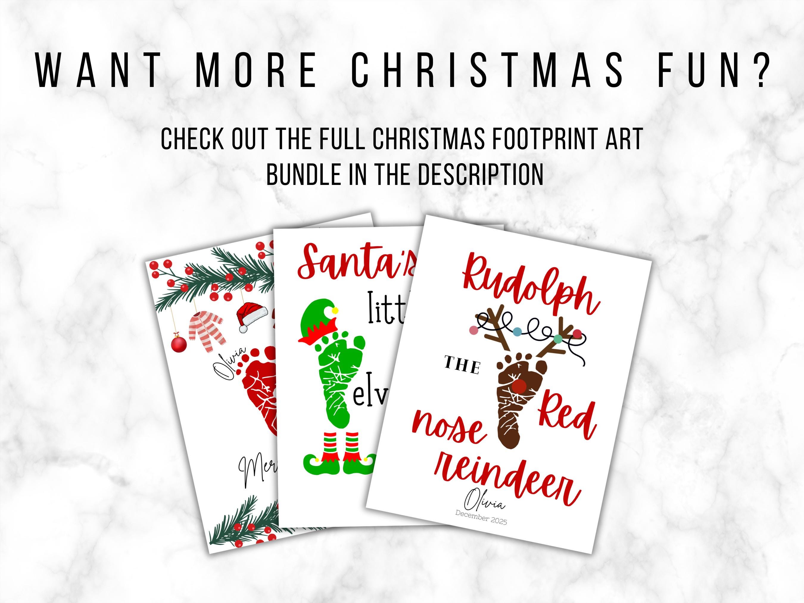 Santas Little Elf Footprint Art: Baby Christmas Craft (canva Template ...