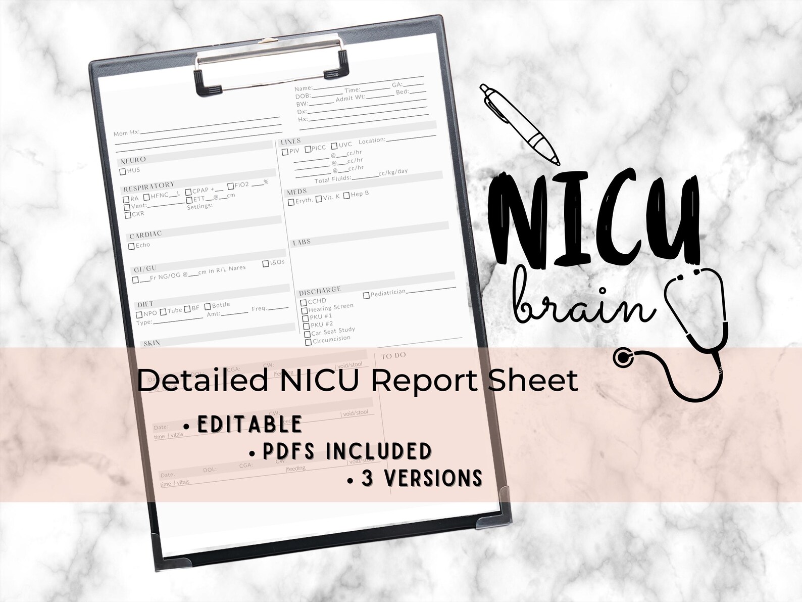 NICU Report Sheet Nursing Detailed, Neonatal, Nursing Brain, Baby Nurse ...