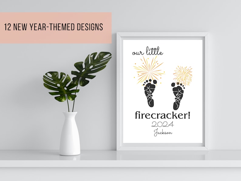 Baby New Year Footprints Art Craft, Baby Footprints Gift, Child Art ...