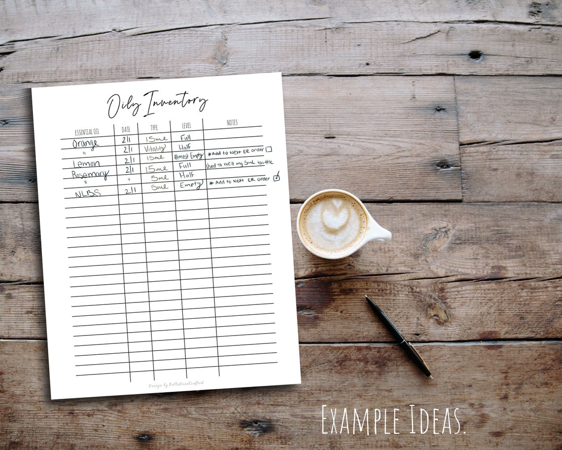Essential Oil Inventory Tracker Half Page Planner Printable ...