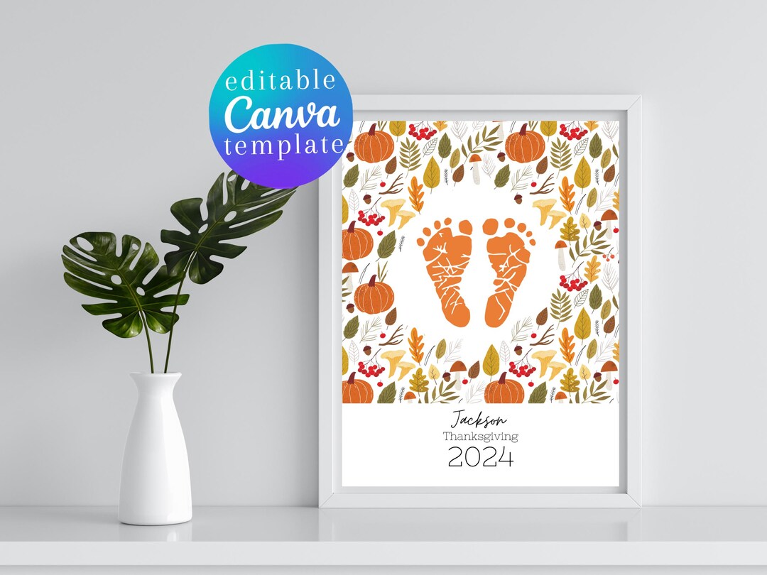 Thanksgiving Fall Footprint Art: Baby Crafts (canva Template) - Etsy