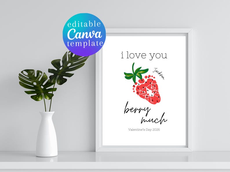 Berry Valentine Footprint Art: NICU Baby Valentines Day Craft | Canva ...