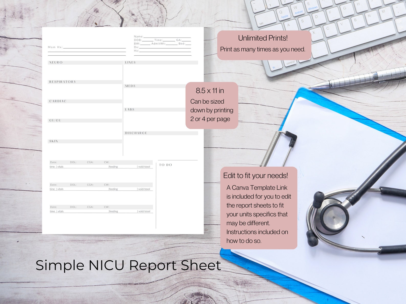 NICU Report Sheet Nursing Detailed, Neonatal, Nursing Brain, Baby Nurse ...