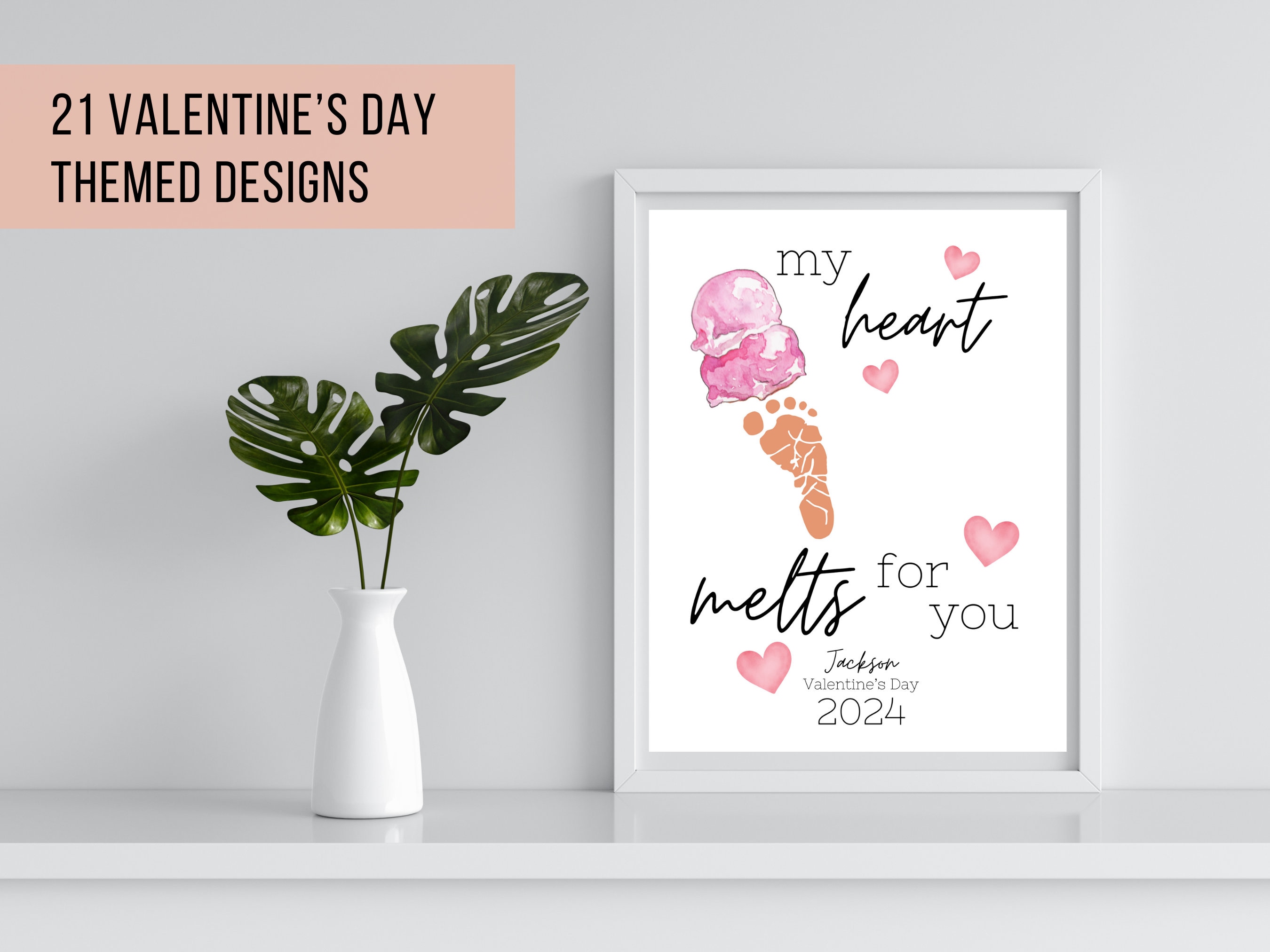 NICU Valentines Day Footprints Art Craft, Baby Footprints Gift, Newborn ...