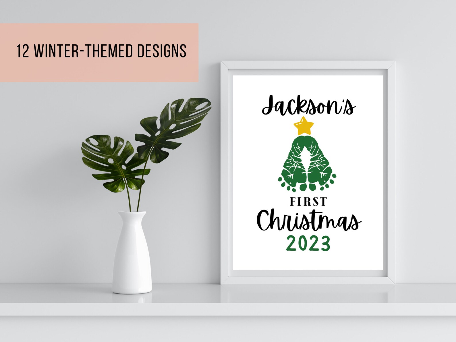 Baby Christmas Footprints Art Craft, Baby Footprints Gift, Child Art ...