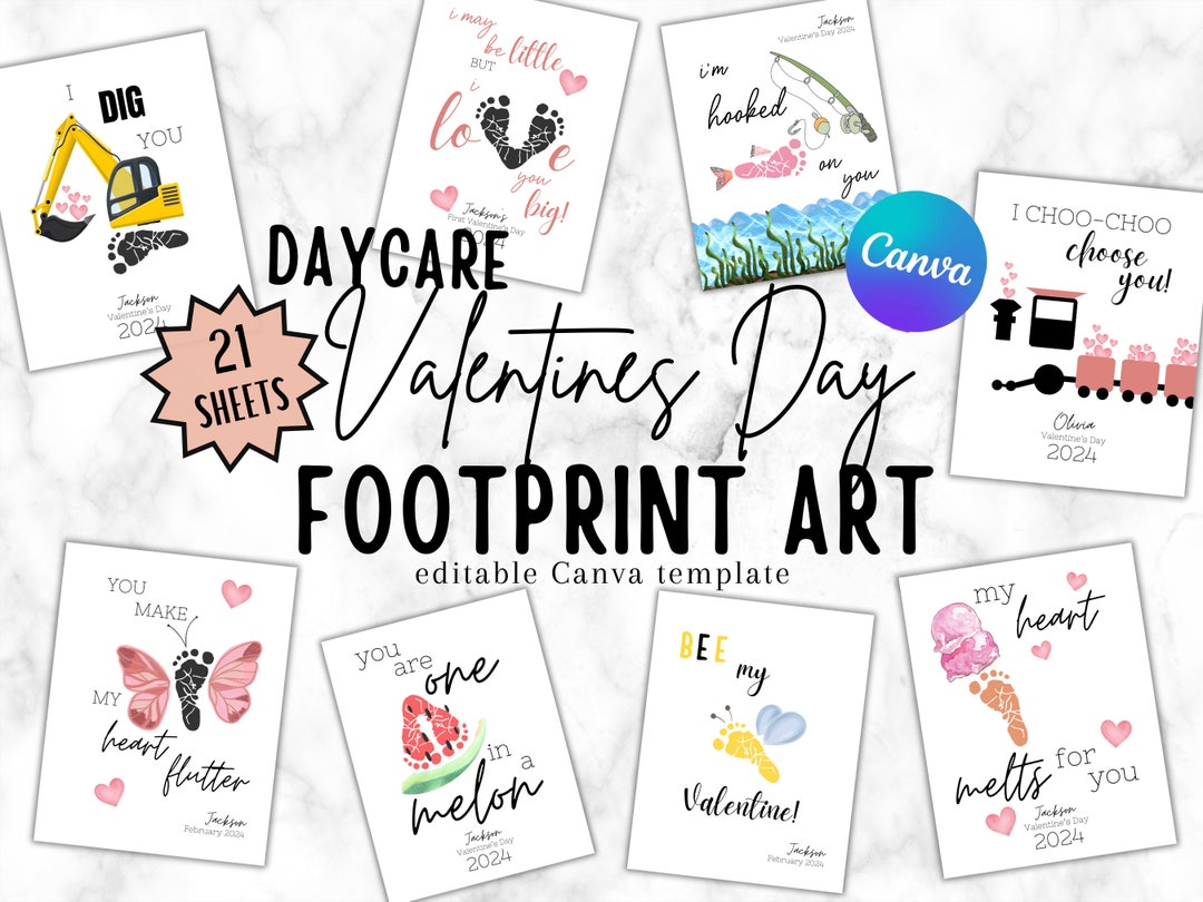 Daycare Valentines Day Footprints Art Craft, Baby Footprints Gift ...