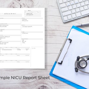 NICU Report Sheet Simple Layout Neonatal, Nursing Brain, Editable, Baby ...