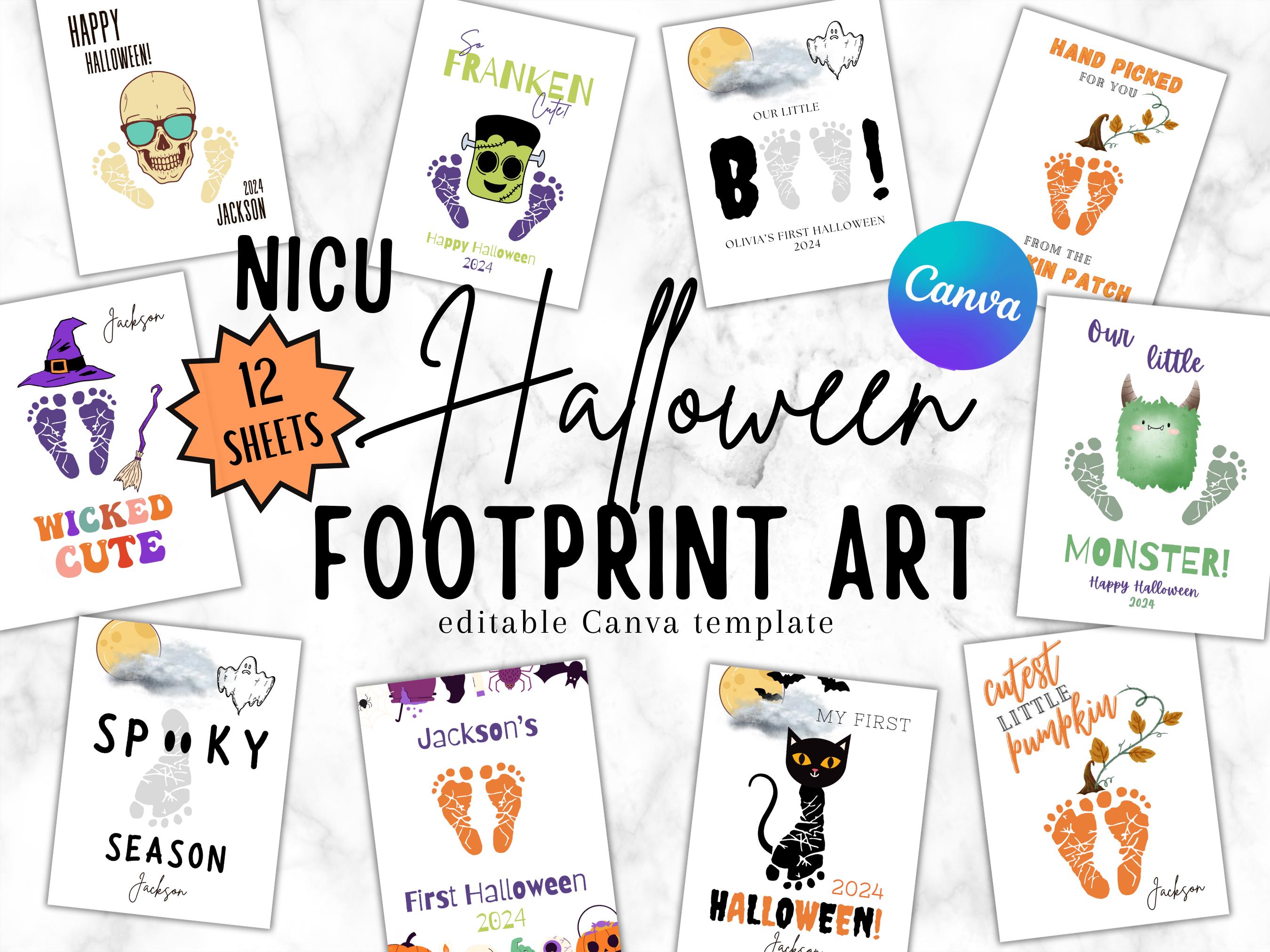 NICU Halloween Footprint Art Craft, Preemie Footprints Gift, Babys ...