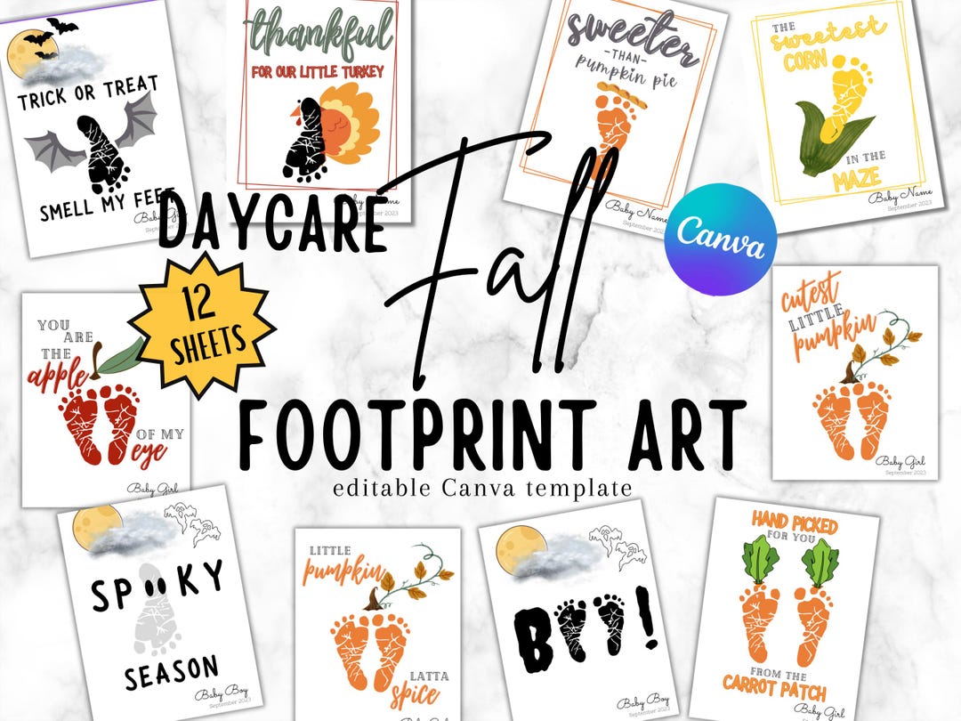 Daycare Fall Footprint Art Craft, Daycare Teacher Crafts, Child Art ...