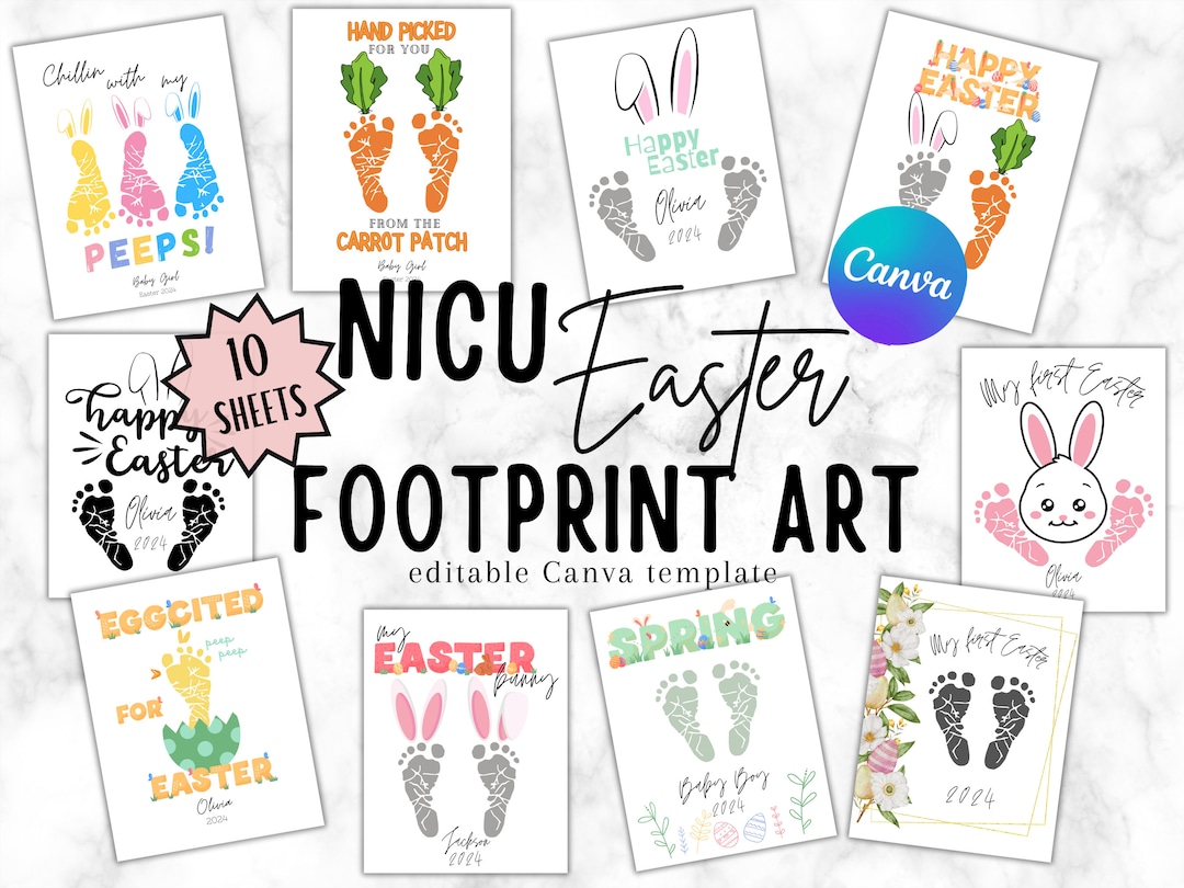 NICU Easter Footprints Art Craft, Nicu Footprints Gift, Child Art ...