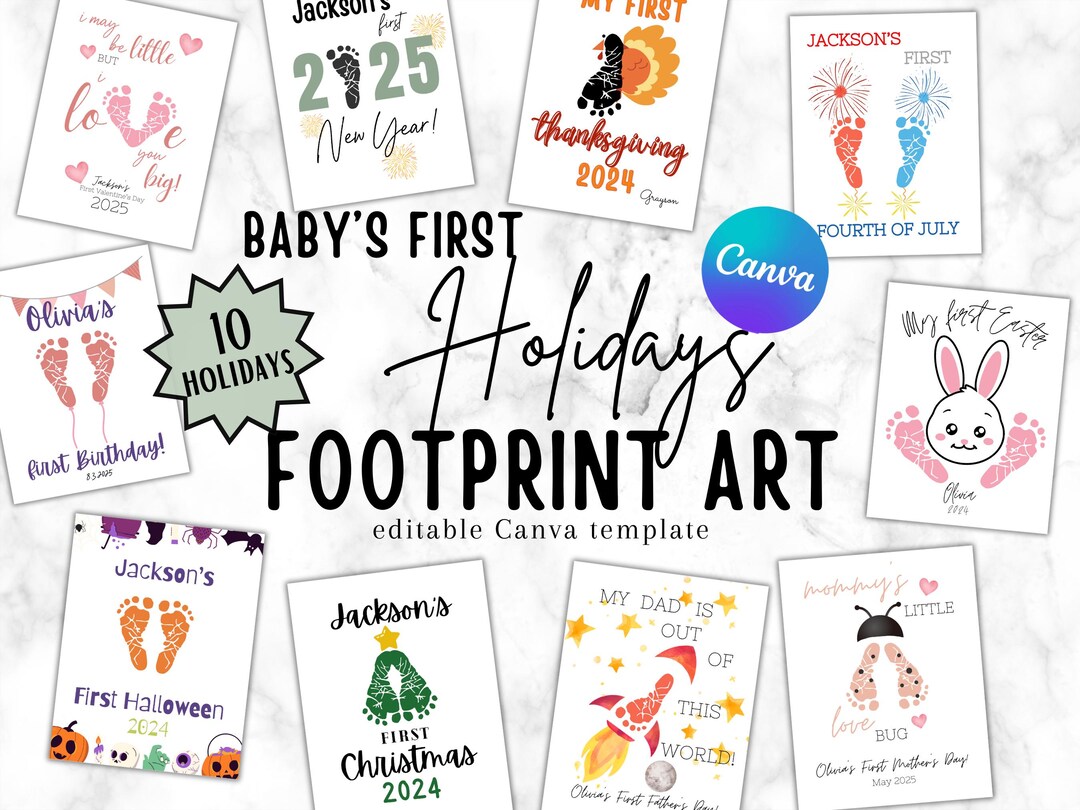 Babys First Holiday Footprint Art Craft, Baby Footprints Craft Gift ...