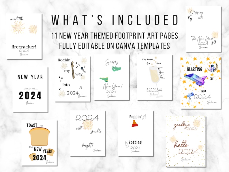 Baby New Year Footprints Art Craft, Baby Footprints Gift, Child Art ...