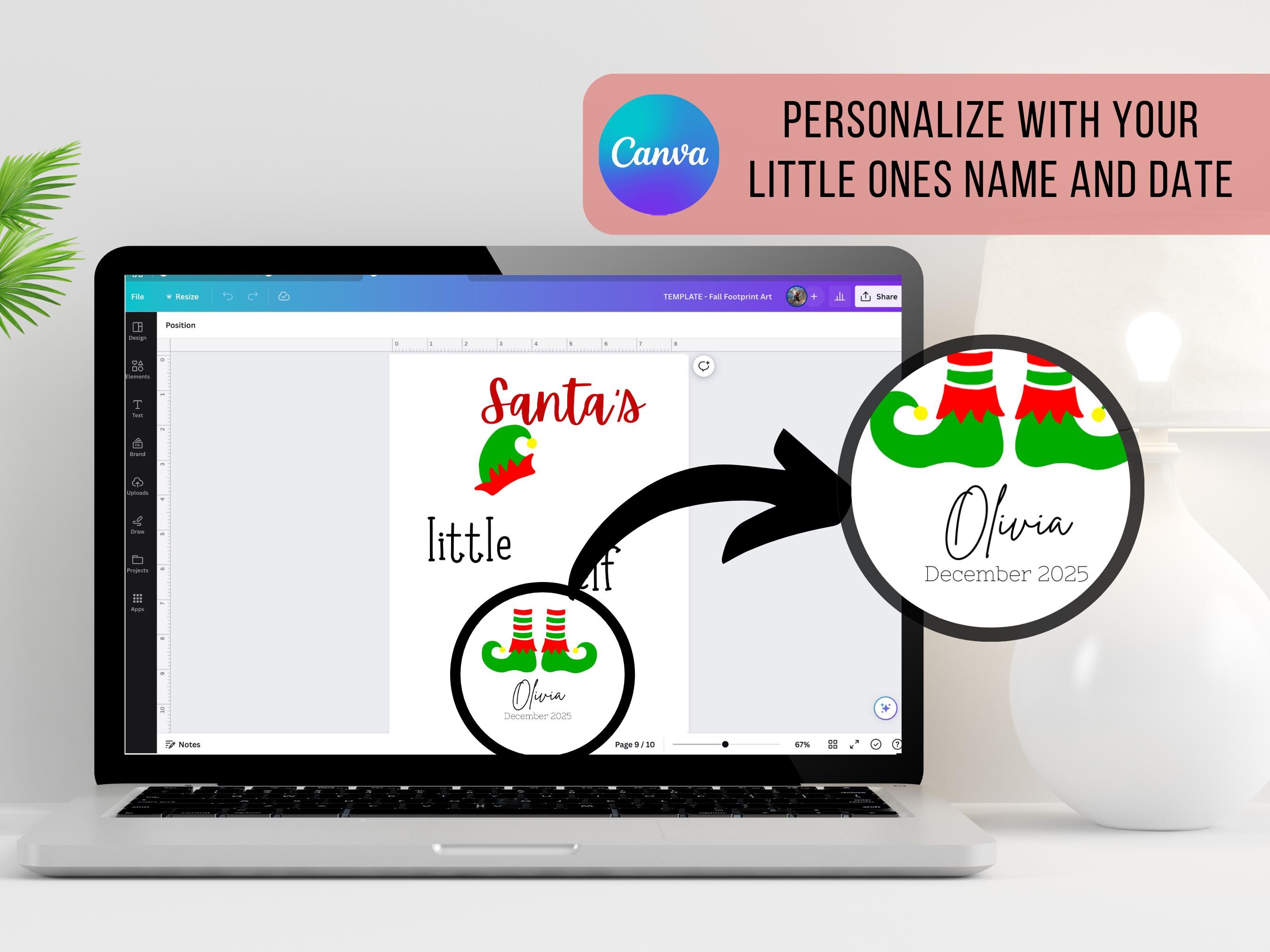 Santas Little Elf Footprint Art: Baby Christmas Craft (canva Template ...
