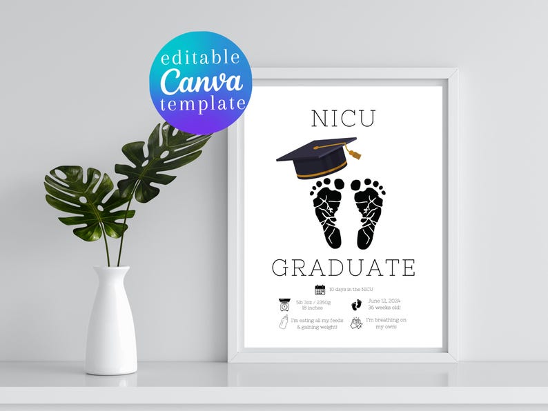 NICU Grad Footprint Art Crafts, Nicu Nurse, Graduate Footprints Canva ...