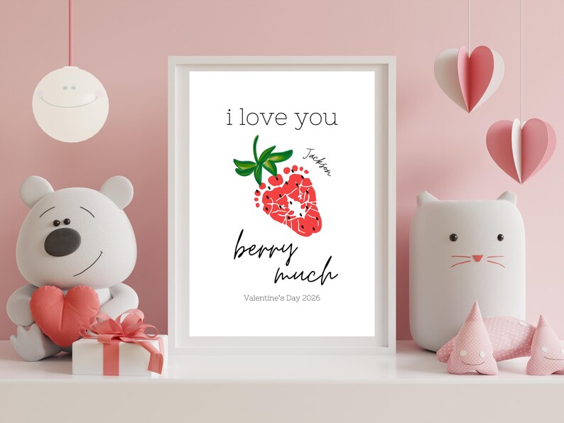 Berry Valentine Footprint Art: NICU Baby Valentines Day Craft | Canva ...