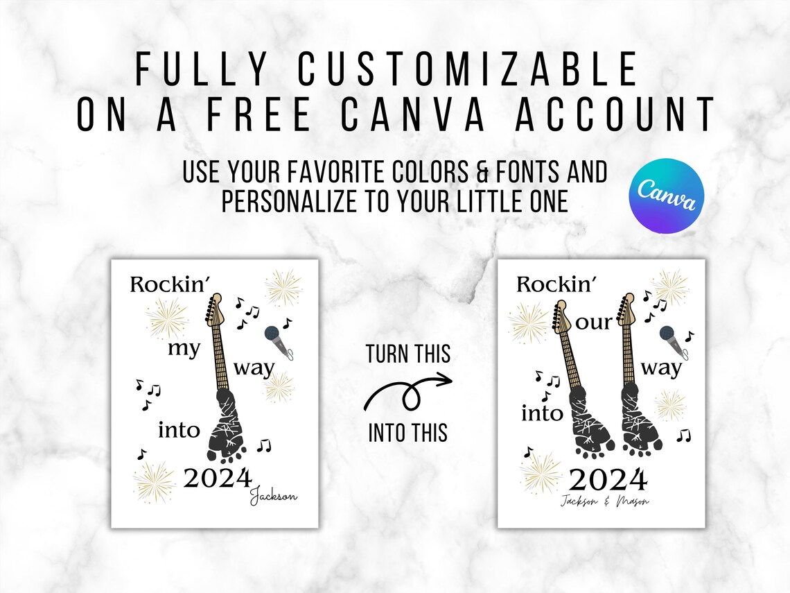 Baby New Year Footprints Art Craft, Baby Footprints Gift, Child Art ...