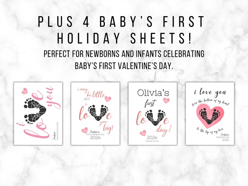 Baby Valentines Day Footprints Art Craft, Baby Footprints Gift, Child ...
