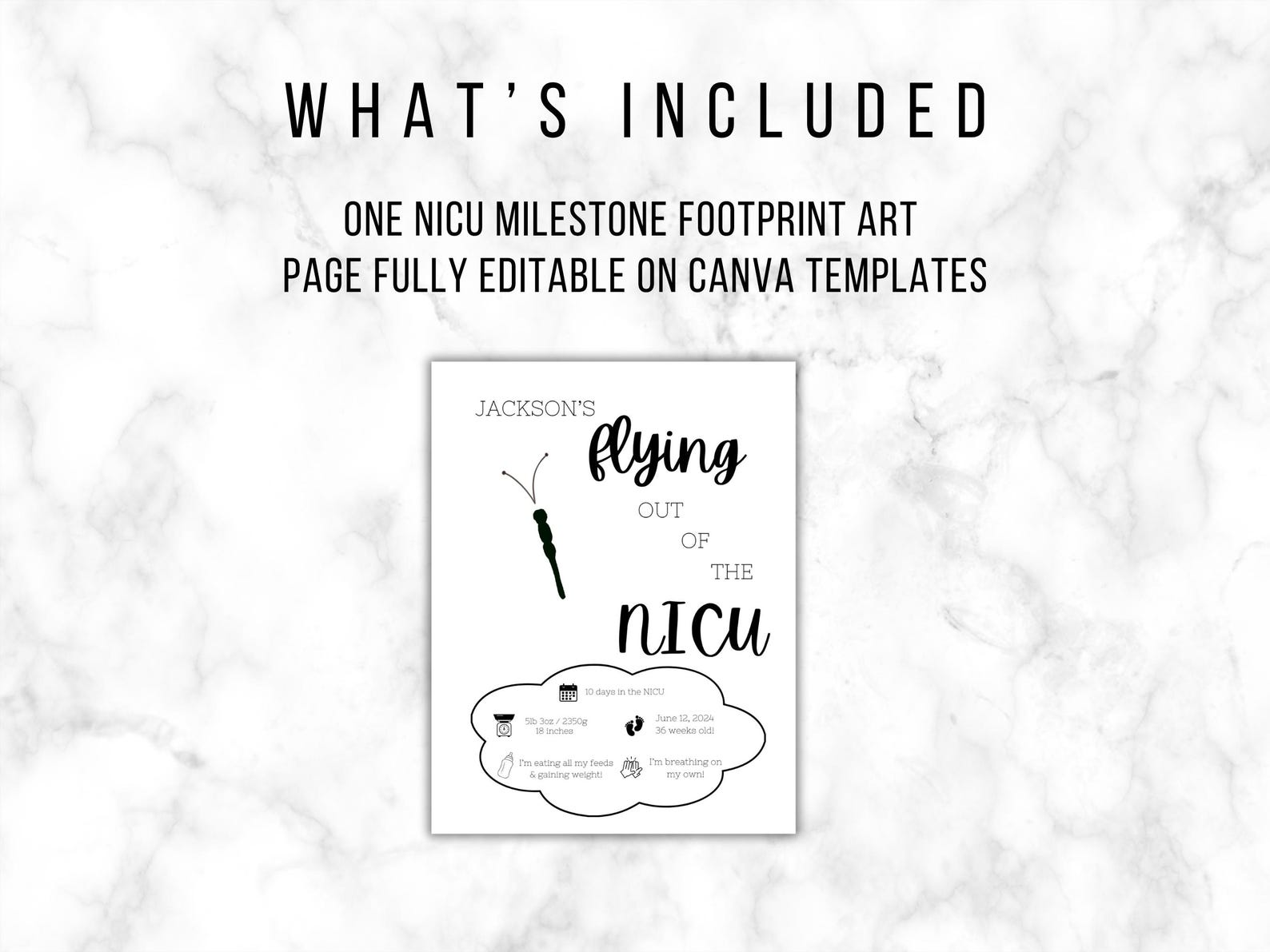 Flying Out of NICU Grad Footprints Art Craft Nicu Nurse Preemie ...