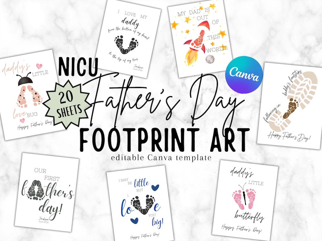 NICU Father's Day Footprint Art Craft: Baby's First Holiday (digital ...