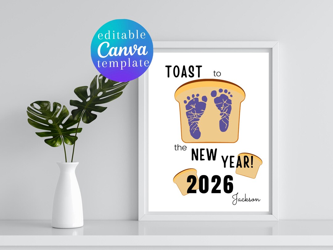 Toast to the New Year Footprint Art: NICU Baby New Years Craft ...
