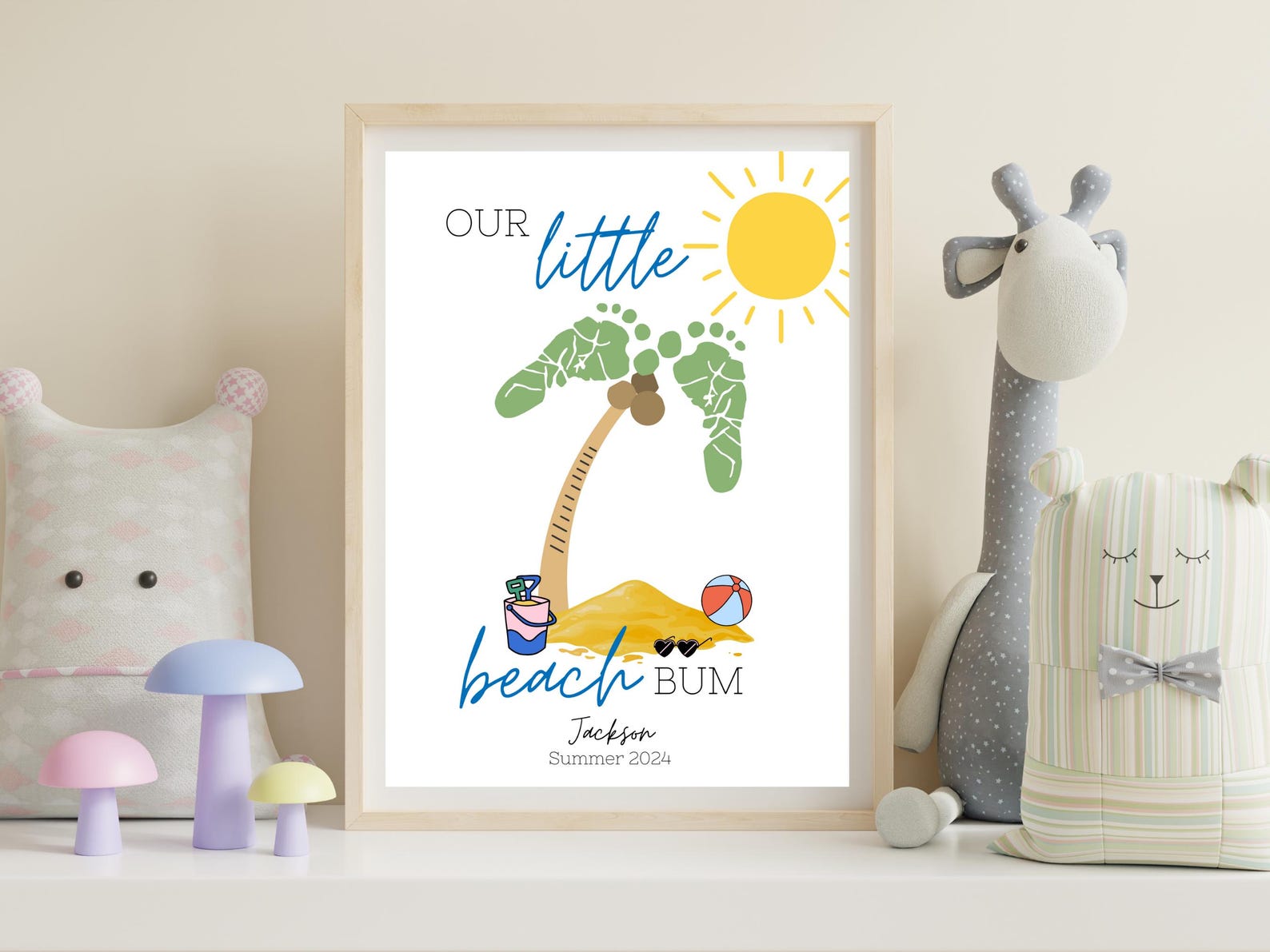 Little Beach Bum Footprint Art, July Footprints Art Craft, Baby Summer ...