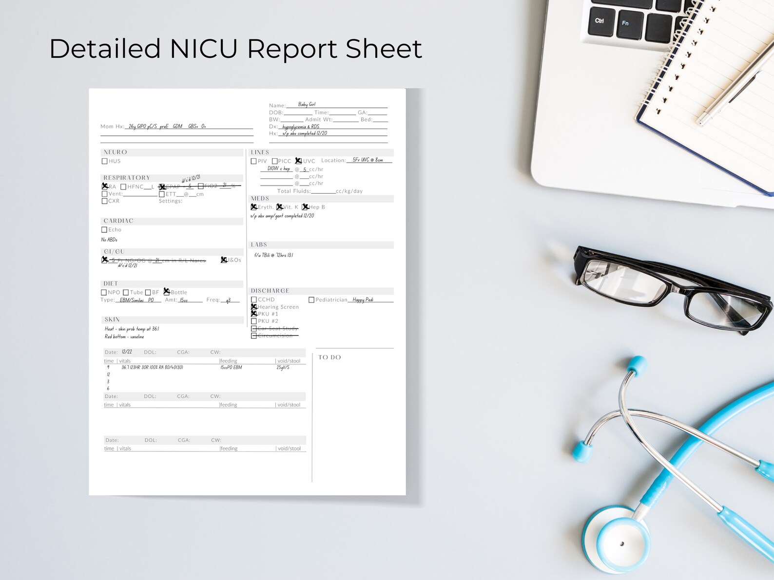 NICU Report Sheet Nursing Detailed, Neonatal, Nursing Brain, Baby Nurse, Hand-off Sheet, Nurse ...
