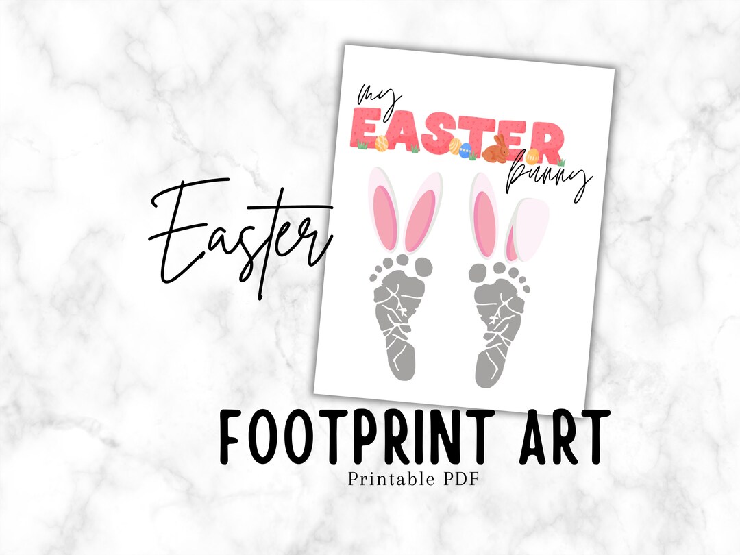Easter Bunny Footprints Art Craft, Baby Footprints Gift, Child Art ...
