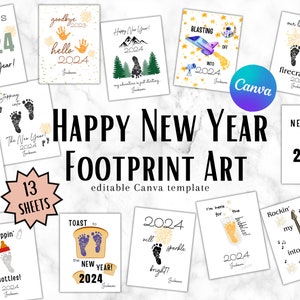 Baby New Year Footprints Art Craft, Baby Footprints Gift, Child Art ...