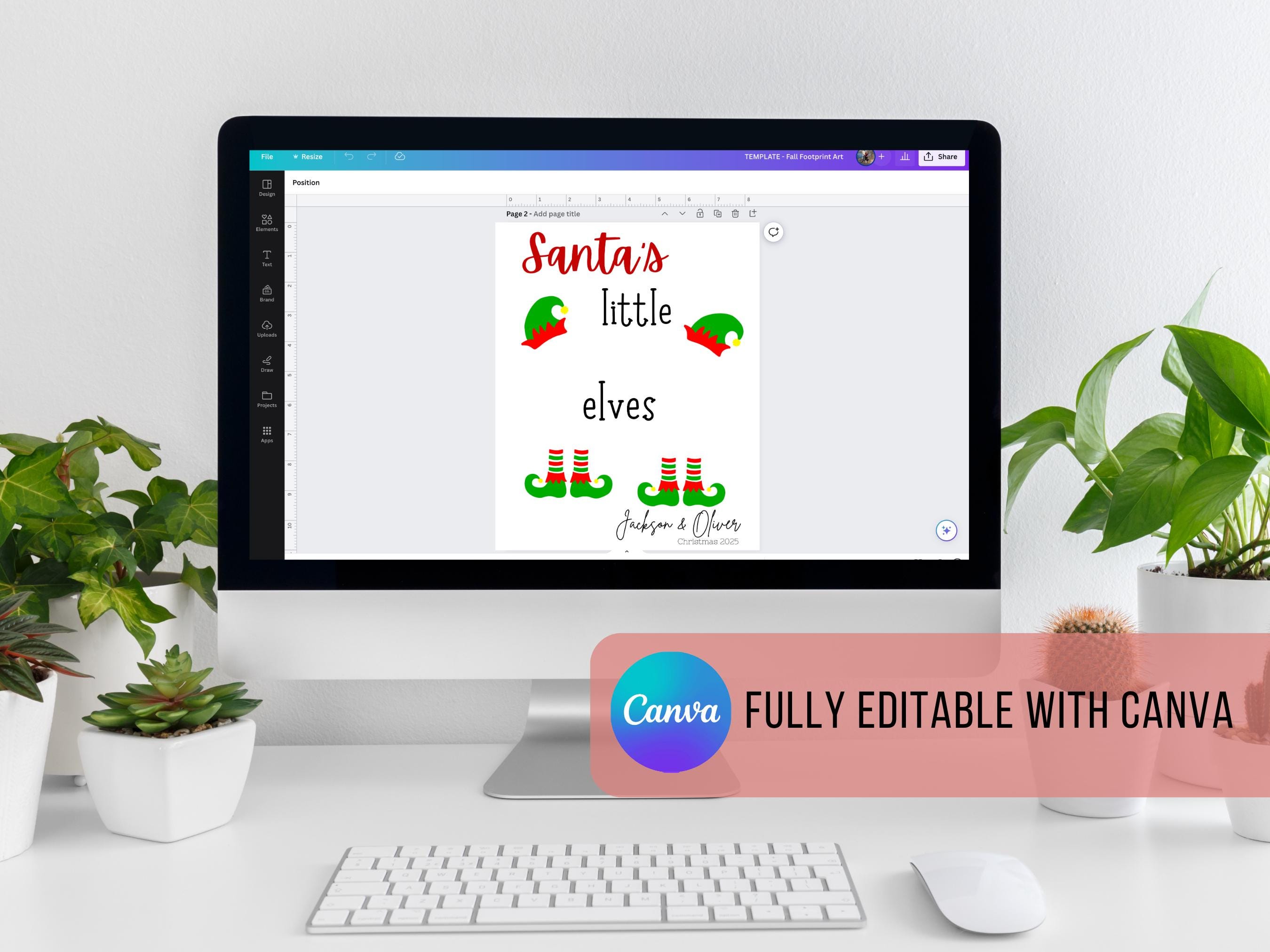 Santas Little Elves Twin Footprint Art: Baby Christmas Craft (canva ...