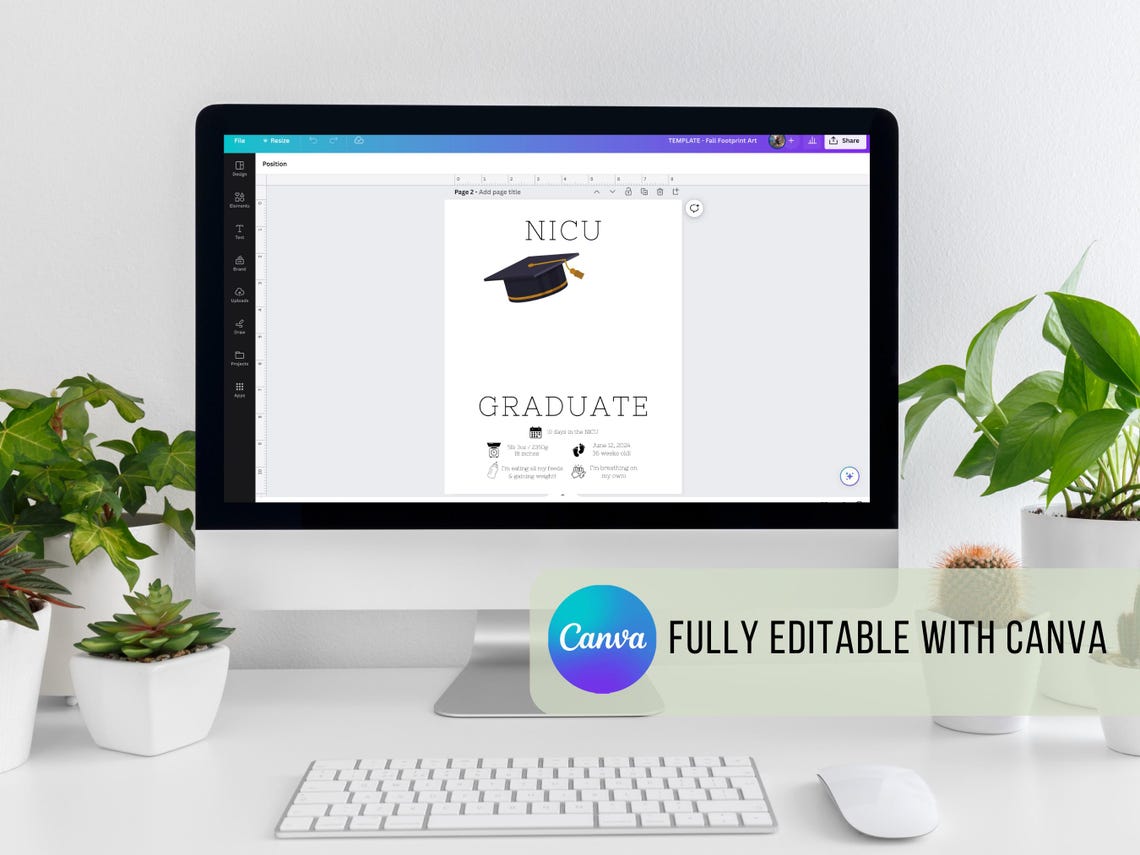 NICU Grad Footprint Art Crafts, Nicu Nurse, Graduate Footprints Canva ...