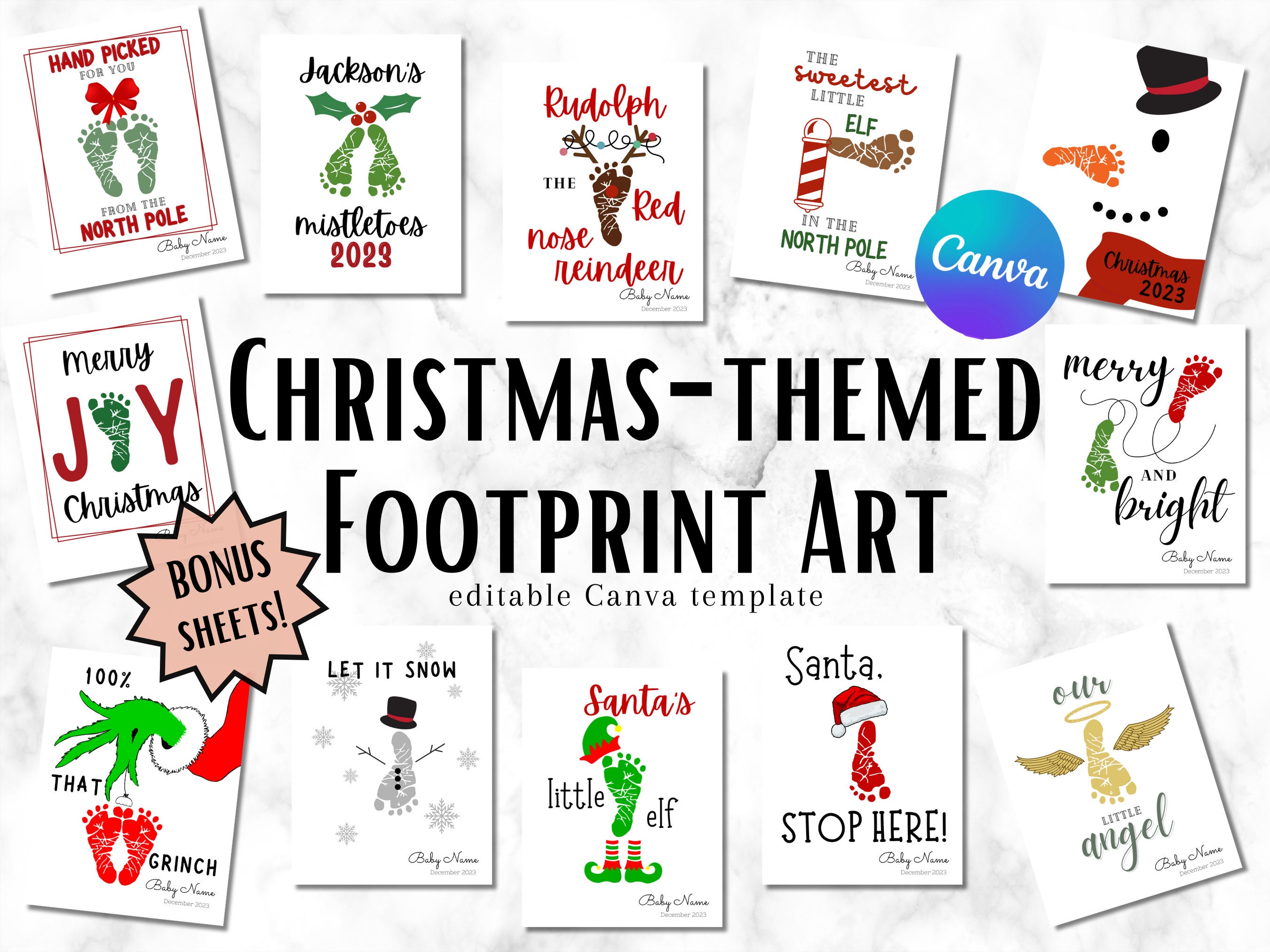 Baby Christmas Footprints Art Craft, Baby Footprints Gift, Child Art ...