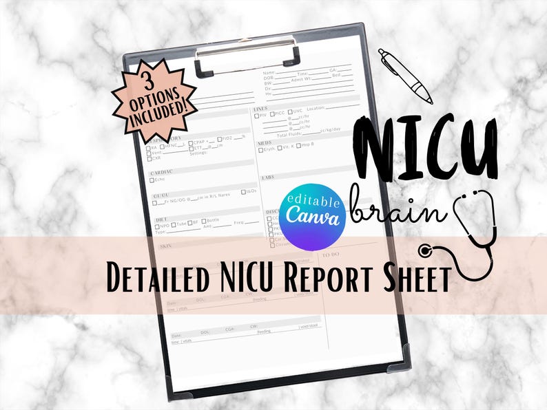 NICU Report Sheet Nursing Detailed, Neonatal, Nursing Brain, Baby Nurse ...