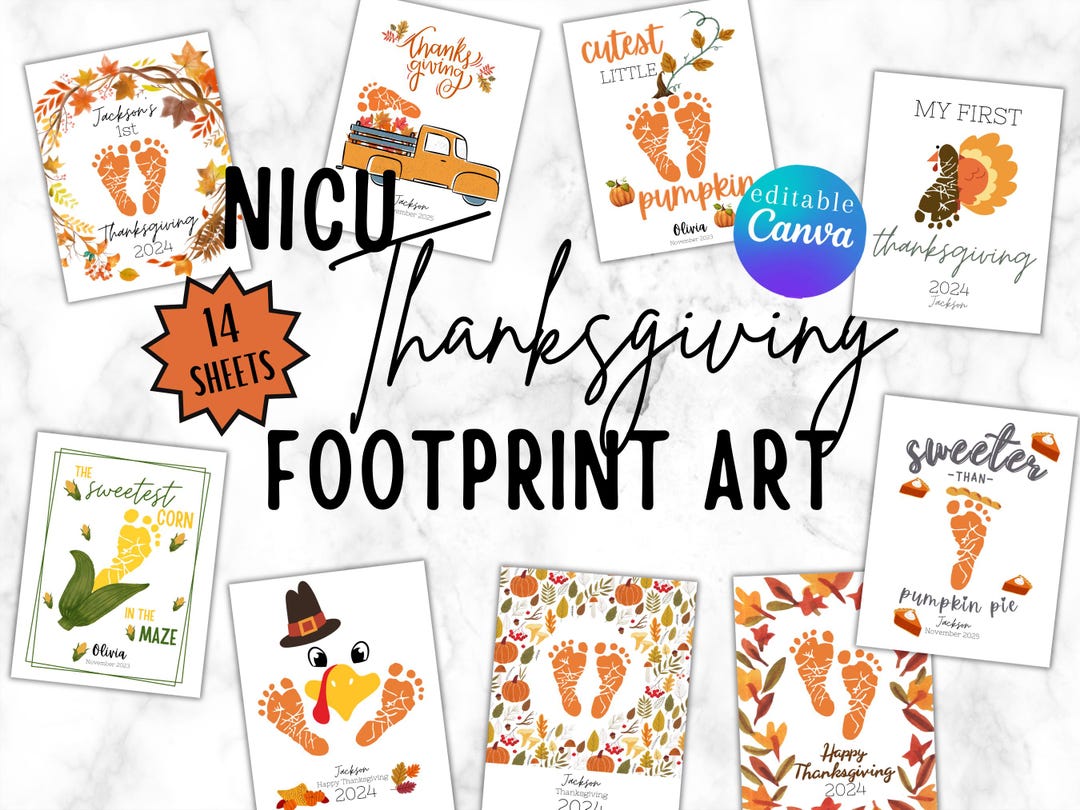 NICU Thanksgiving Footprint Crafts, NICU Nurse Footprint Art, Nicu Mom ...