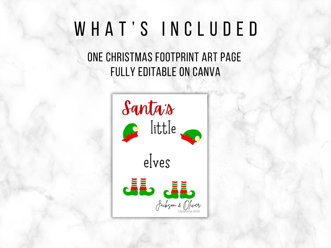 Santas Little Elves Twin Footprint Art: Baby Christmas Craft (canva ...