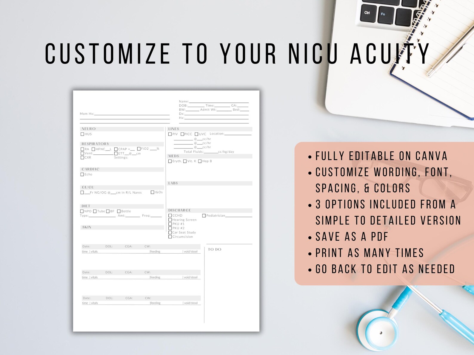 NICU Report Sheet Nursing Detailed, Neonatal, Nursing Brain, Baby Nurse ...