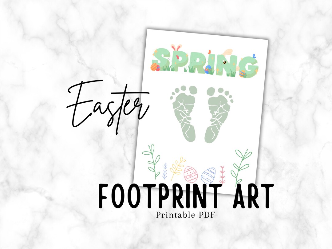Spring Footprints Art Craft, Easter Baby Footprints Gift, Child Art ...