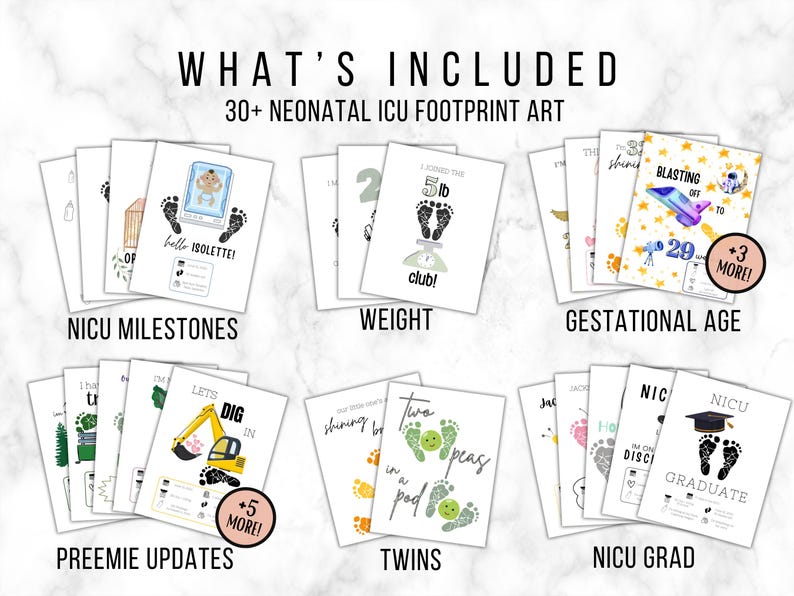 NICU Milestones Footprint Art, Premature Baby (canva Template | Digital ...