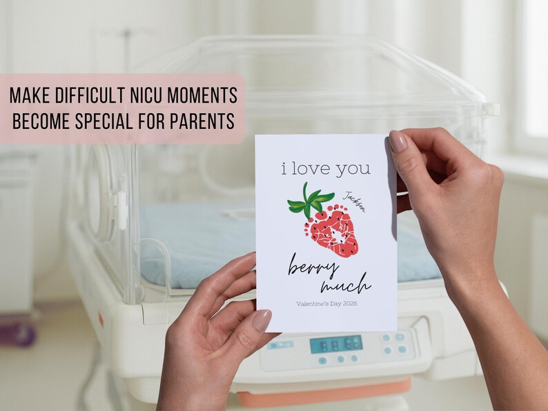 Berry Valentine Footprint Art: NICU Baby Valentines Day Craft | Canva ...
