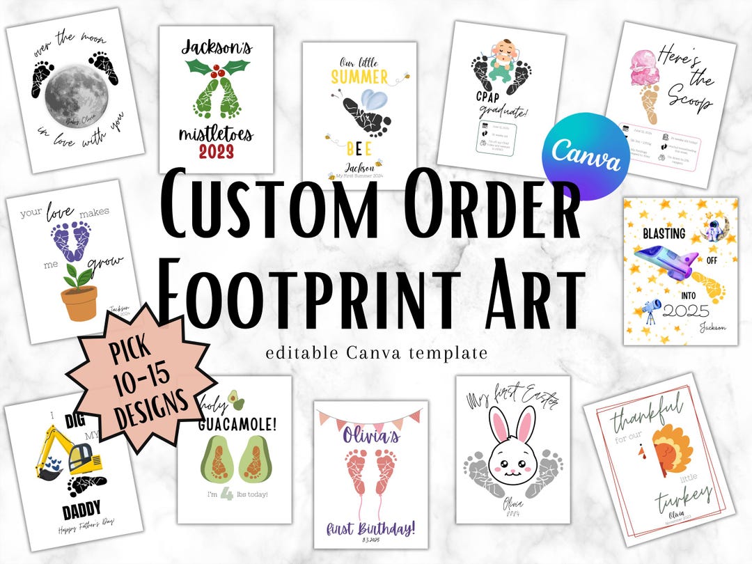 Custom Order 10-15 Footprint Templates Footprint Art Crafts, Canva ...