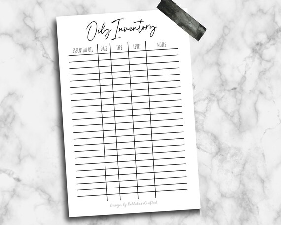 Essential Oil Inventory Tracker Half Page Planner | Etsy