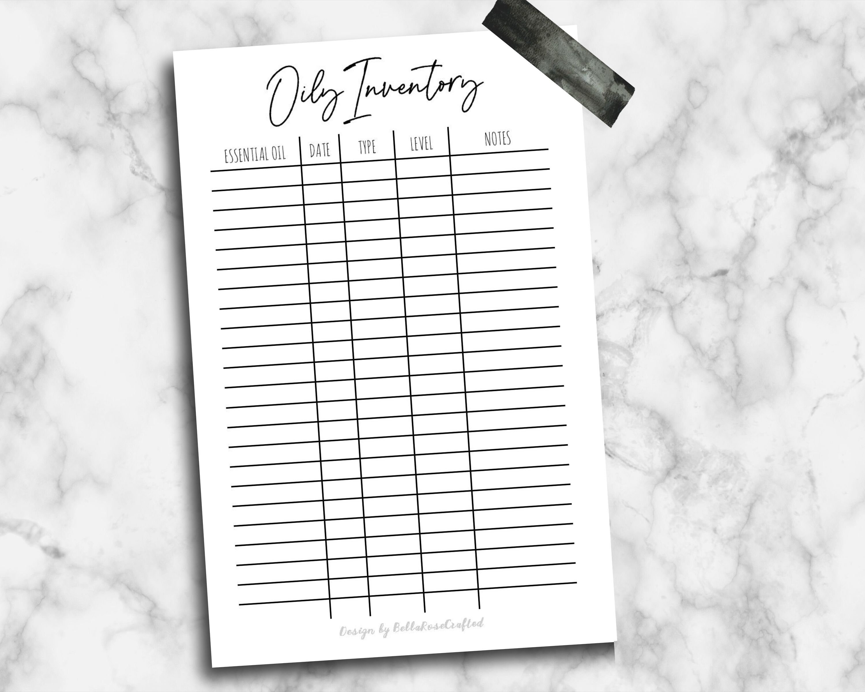 Essential Oil Inventory Tracker Half Page Planner Printable ...