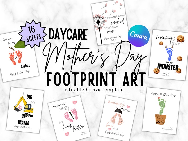 Daycare Mother's Day Footprint Art Craft, Daycare Teacher Crafts, Child ...