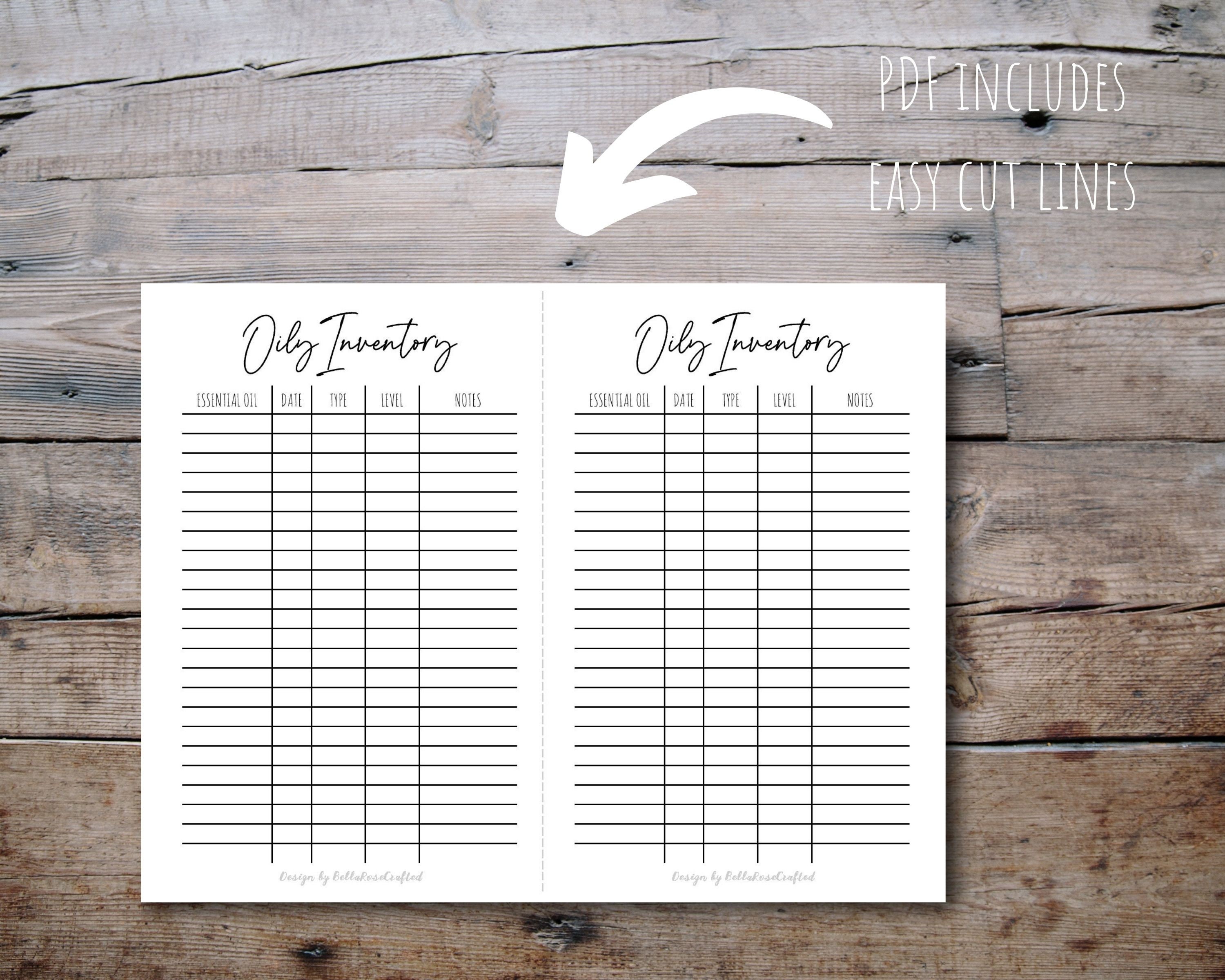 Essential Oil Inventory Tracker Half Page Planner Printable ...