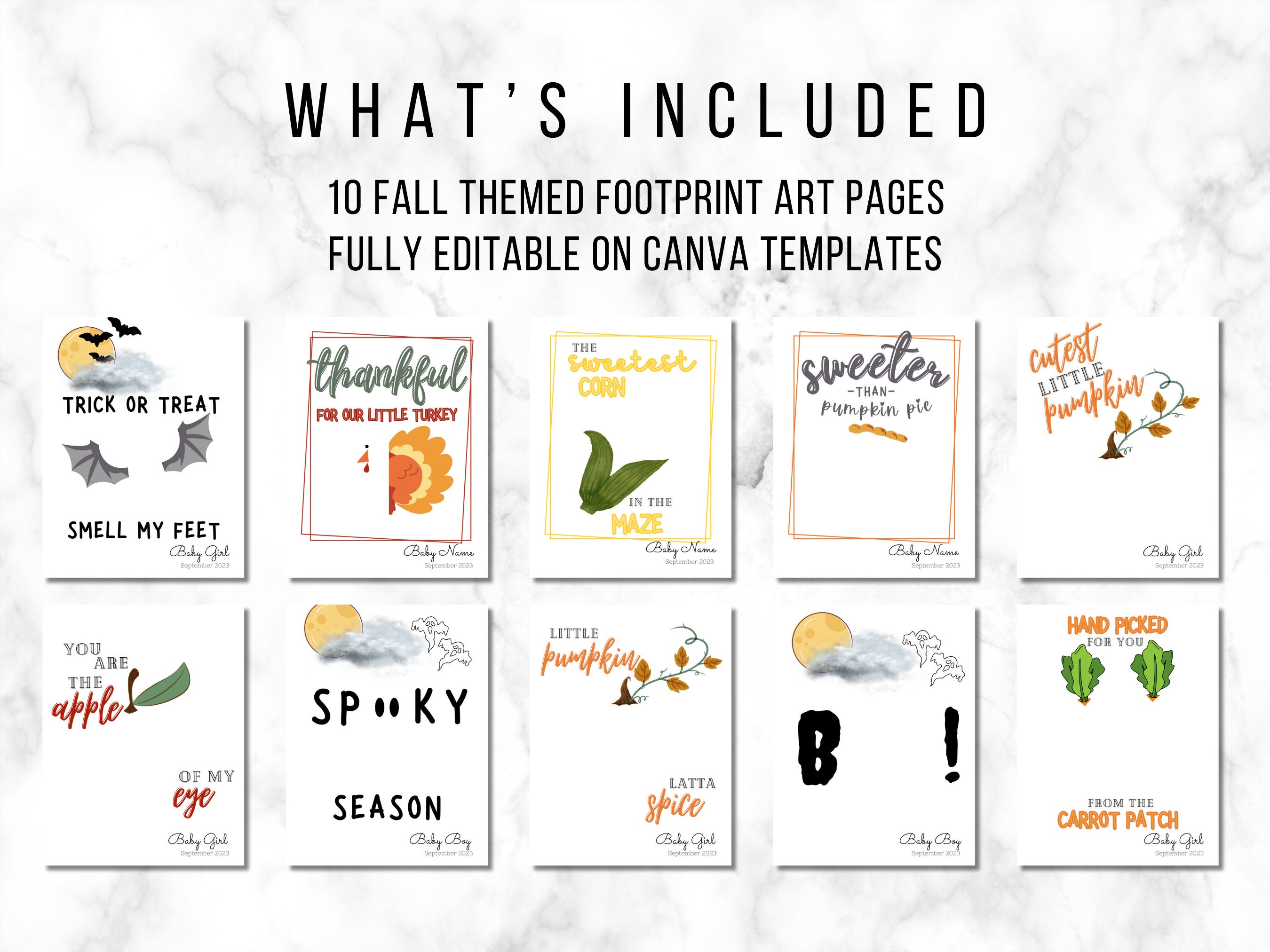 NICU Fall Footprint Art Craft, Premie Footprints Gift, Child Art, Babys ...